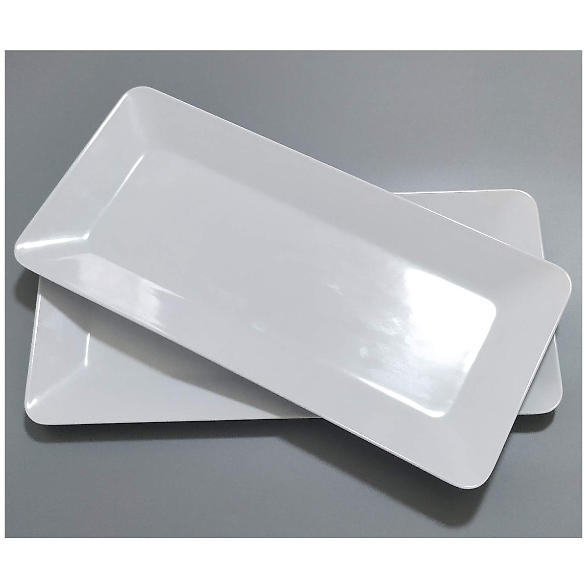 KX-WARE 17-inches Melamine Serving Platters/Rectangular Trays for Party | Set of 2 White, Dishwasher Safe, BPA Free
