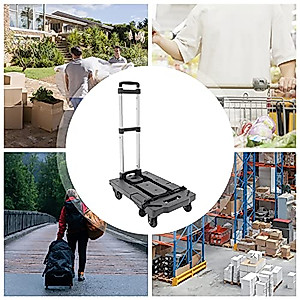 Folding Hand Truck, 154lbs/70kg Cart Folding Dolly Portable Trolley Push Hand Truck Moving Warehouse Cart Luggage Carrying Trolley