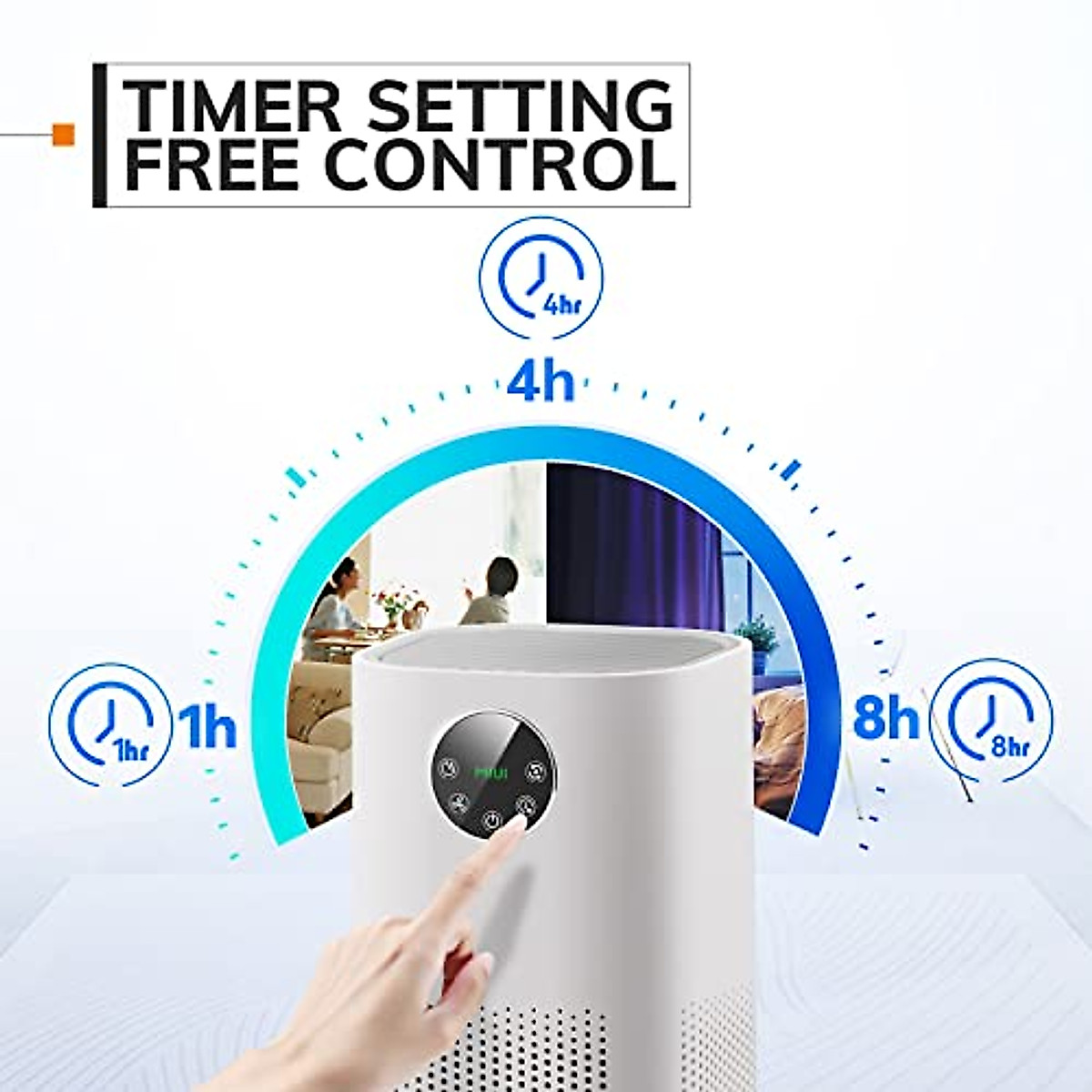 MIUI Air Purifiers - Air Purifyer for Bedroom Home, Hepa Air Filter Cleaner Super Mute Efficient Filtering for Allergies and Pets Smokers Office Desktop (White)