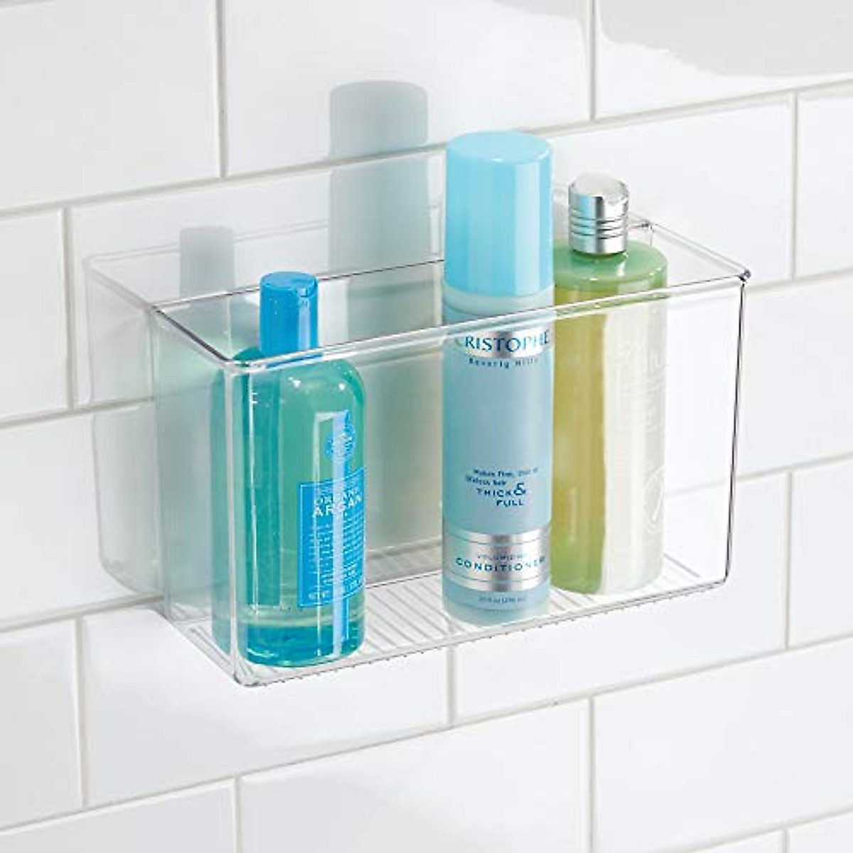 iDesign AFFIXX Plastic Wall Mount Organizer for Kitchen Bathroom, Office, Bedroom, Garage, Craft Room, 3.5" x 11" x 6.5", Clear