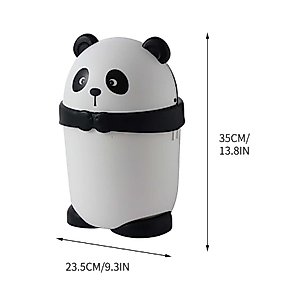 Mini Trash Can With Lid, Cute Panda Trash Can, Removable Small Garbage Can, Tiny Plastic Trash Bin, Swing Top Lid Wastebasket, Counter Garbage Lint Bin For Bathroom,Office,Kitchen,Desk,Coffee Table
