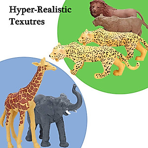 Jumbo Safari Animal Figurines, 12 Piece African Jungle Zoo Set, Realistic Elephant, Giraffe, Lion Toys for Toddlers, Kids Birthday