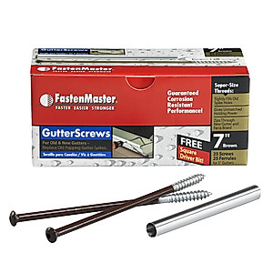 FastenMaster FMGUT007-25BR 7 Inch Gutter Screws, Brown, 25-Pack