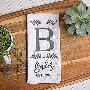 CANARY ROAD Custom Waffle Weave Dish Towel | Personalized Kitchen Towel | Housewarming Gift | Wedding Gift | Personalized Dish Towel | Housewarming Gift | Stocking Stuffer