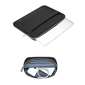 MOSISO Puffy Laptop Sleeve Compatible with MacBook Air/Pro, 13-13.3 inch Notebook, Compatible with MacBook Pro 14 inch 2023-2021 A2779 M2 A2442 M1, Polyester Horizontal Bag Cover with Small Case,Black