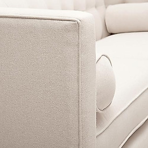 Jennifer Taylor Home Jack 84" Modern Tuxedo Tufted Sofa, Sky Neutral Beige Polyester
