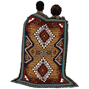 Pure Country Weavers Brazos Blanket - Southwest Native American Inspired - Gift Tapestry Throw Woven from Cotton - Made in The USA (72x54)