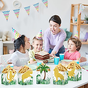 Nezyo 32 Pcs Safari Party Favors Jungle Safari Popcorn Box Animal Popcorn Containers for Jungle Safari Party Favor Kids Birthday Animals Baby Shower Decor