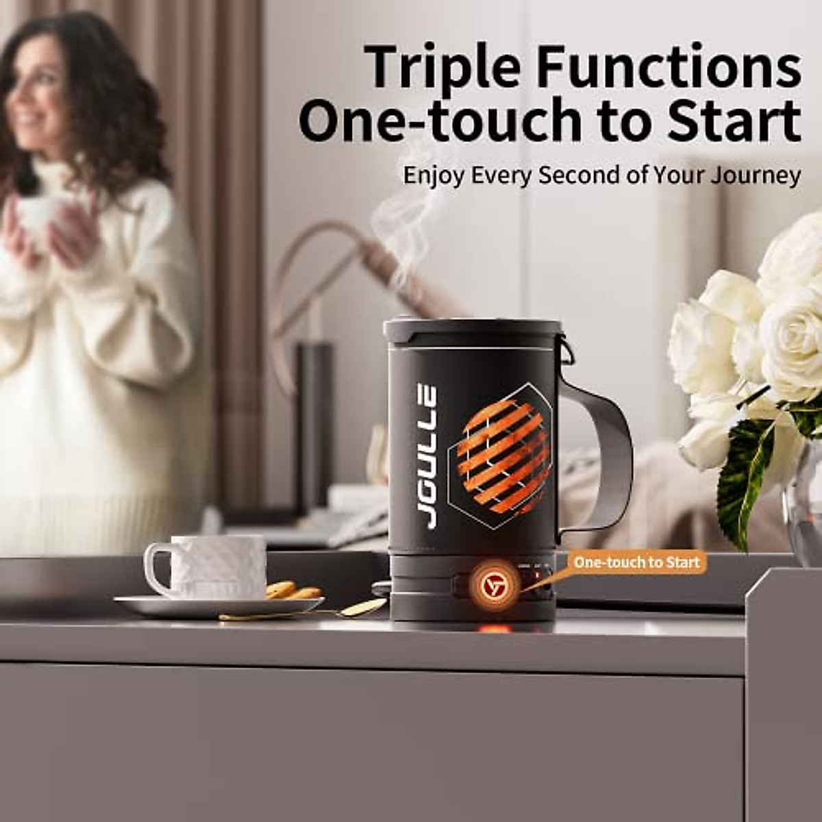 Stoke Voltaics Electric Kettle for Fast Boiling Hot Water Coffee Tea, Portable for Travel, Food Cooking possible at Campsite Hotel and Home, Popcorn Maker Function turns Camping with Joys