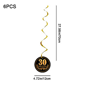 6 PCS Hanging Swirl Decoration 30th Birthday Decoration Creative Party Decoration for Home Garden Decoration
