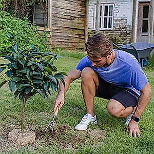 Berry&Bird Garden Hand Cultivator, Stainless Steel Handheld Triple Claw Hand Rake with Ergonomic Wooden Handle and Leather Strap, Heavy Duty Garden Tilling Tool for Weeding, Turning Soil, Cultivating