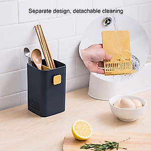 Kitchen Utensil Holder for Countertop,Multifunctional Draining Chopstick Cage,Double Ventilation Holes,Wall Mounted or Standing Cutlery Storage Organizer Caddy,Tableware Spoon Forks Storage Box,Navy