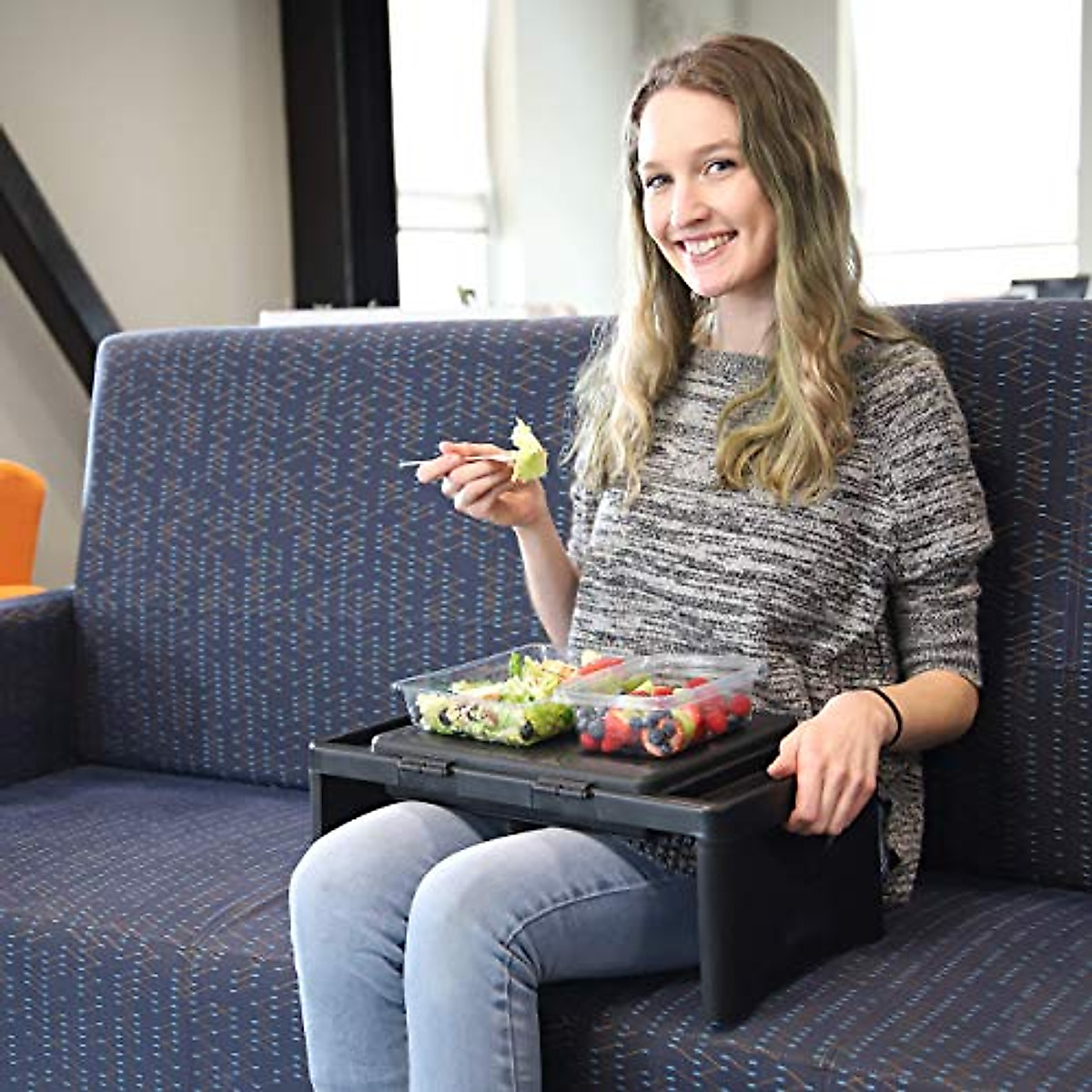 Foldable Lap Desk with Storage Pocket | Perfect use for Children's Activites, Travel, Breakfast in Bed, Gaming and Much More! Great for Kids and Teens! (Black)