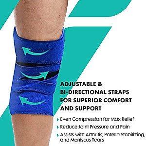 Movefix Knee Braces For Knee Pain, Patella Knee Braces For Knee Pain for Men and Women - Helps in Knee Support - Injury Recovery Knee Brace for Meniscus Tear, Arthritis, Workout (L/XL, Blue)
