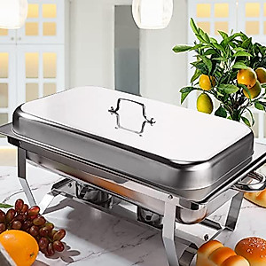 3 Packs Chafing Dishes Buffet Set, 8 Quart Buffet Servers and Warmers, Chaffing Servers Stainless Steel with 2 Half Size Food Pans, Rectangular Food Warmers for Parties Buffets