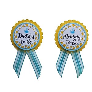 Amy's Bubbling Boutique, Inc. Mommy & Daddy to Be Pin Duck Baby Shower Yellow & Blue It's a Boy, Baby Sprinkle Gender Reveal
