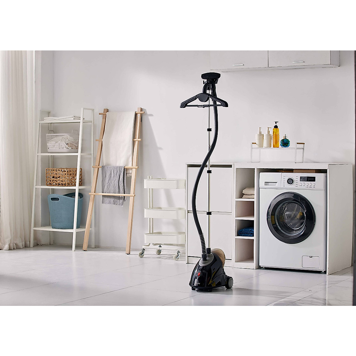 SALAV® GS18-DJ Standing Garment Steamer with Roll Wheels for Easy Movement, 1.8L Water Tank for 1 Hour Continuous Steaming, Adjustable Pole for Storage, Includes Descaler Packet, 1500 watts
