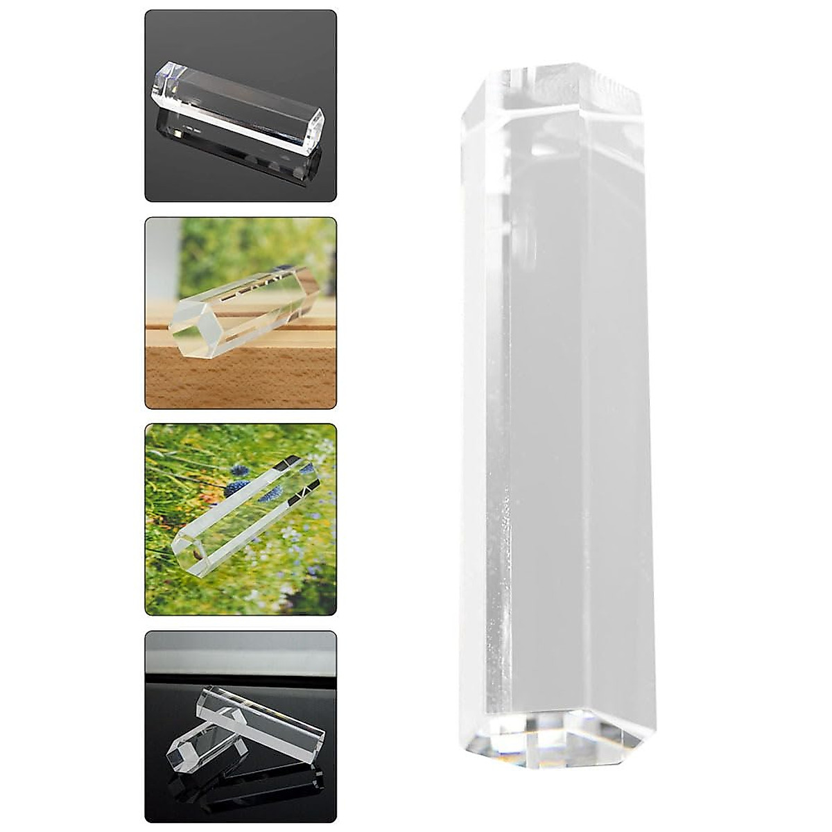 Baluue Optical Glass Hexagonal Prism for Teaching Light Spectrum Physics and Photo Photography Cylindrical Prism for School