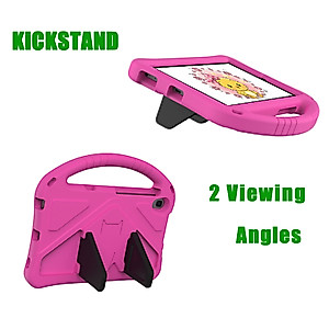 Tading Kids Case for TCL Tab 8 LE Tablet 2023 Released, Children Friendly EVA Foam Protective Stand Handle Cover for TCL Tab 8 LE (Model: 9137W)/ TCL Tab 8 WiFi (Model: 9132X) - Hot Pink