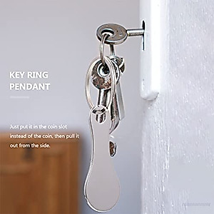 TOYANDONA 4Pcs Shopping Trolley Tokens Key Rings Stainless Steel Key Rings Portable Trolley Removers