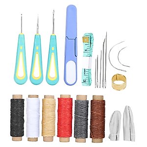[Premium Leatherworking Tools] Complete Hand Sewing Supplies Kit with Craft Needle Set Waxed Thread for DIY Leather Craft - Essential Leatherworking Supplies