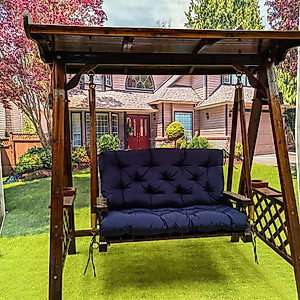 LFNOONE Bench Cushions Swing Replacement Seat Pad,2-3 Seater Waterproof Overstuffed Cushion,Thicken 5''Outdoor Loveseat with Ties,for Porch Garden Furniture Patio Lounger/blue 60x40''