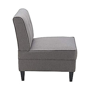Serta Copenhagen Accent Chair Button Tufted Backrest, Sinuous Spring Seat Cushion, Rubberwood Legs, Upholstery for Living Room, Bedroom and Small Spaces, Polyester Woven Fabric, Modern Gray