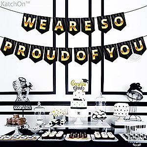 XtraLarge, We Are So Proud Of You Banner - No DIY Required, Graduation Banner | Black and Gold Graduation Party Decorations 2023 | Gold and Black Graduation Backdrop for 2023 Graduation Decorations