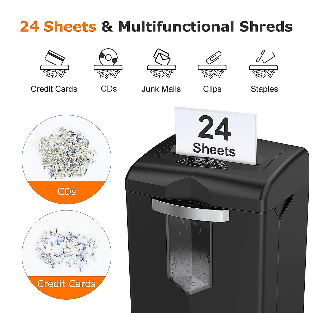 Bonsaii Heavy Duty Paper Shredder - 20 Sheets, 40 Min Continuous Shred, P-4 Security, Crosscut, Anti-Jam, CD/Credit Card/Staple Safe, 7 Gal Bin, Commercial Use C144-D