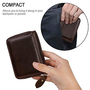 GADIEMKENSD Credit Card Holder RFID Blocking Leather Wallet Cute for Women and Man Coin Purse Protector Small Cards Case With Ladies Zipper Security Wallets Coffee