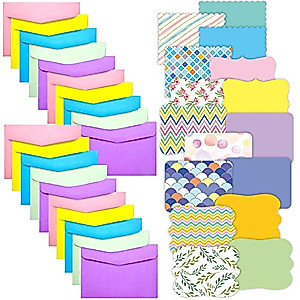 FANCY LAND 40 Single Panel Blank Cards with Envelopes Bright Pattern Watercolor Colorful Greeting Note Cards Office School Home Kids
