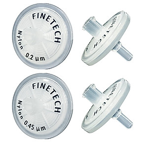 Nylon Syringe Filters 25mm Diameter 0.22μm Pore Size for Laboratory Filtration by Finetech (Pack of 100) Made in Taiwan (100, Nylon 25mm 0.22um)