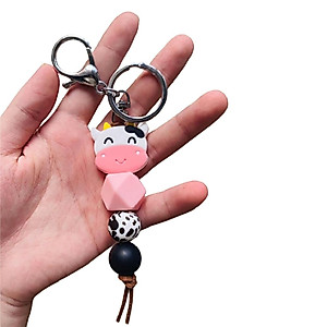 Cow Keychain Cute Cow Gifts for Women Girls Kawaii Key Chains for Car Keys Backpack Purse Handbag