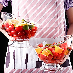 Angoily Clear Salad Bowl Dessert Serving Bowl for Entertaining, Slanted Bowls for Salads Mixing, Fruits, Snack or Chip, Dessert Serving for Home Party and Restaurant (18 x 18 x 15cm)