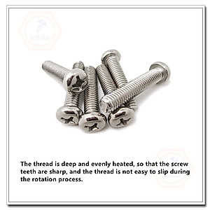 100pcs M1.2×4mm Machine Screws Pan Phillips Cross Head Screw 304 Stainless Steel Fasteners Bolts GB818