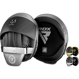 RDX Boxing Pads Curved Focus Mitts, Maya Hide Leather Mark PRO Hook and Jab Training Pads, MMA Muay Thai Kickboxing Coaching Martial Arts Punching Hand Target Strike Shield