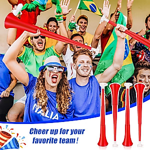 4 Pieces Collapsible Stadium Horn 24 Inch Vuvuzela Plastic Trumpet Horn Blow Horn Noisemakers for Sporting Events Graduation Games School Sports Party Supplies Favors Accessories (Red)