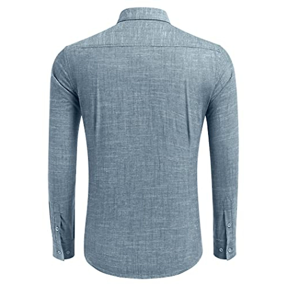 COOFANDY Men's Cotton Linen Long Sleeve Shirt Untuckit Business Button Down Shirts Dark Blue