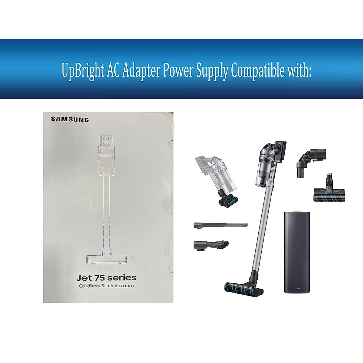 UpBright 25.85V AC/DC Adapter Compatible with Samsung Jet 75 70 Series 60 fit Cordless Stick Vacuum Cleaner VS7000 21.9V Lithium-ion Battery VS20T7536T5 A3026_RPN A3026-RPN 1.2A Power Supply Charger