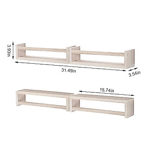 LIANTRAL Kids Bookshelf for Wall, Set of 4 Wall Bookshelf for Kids Room, Nursery Book Shelves for Bedroom Bathroom Kitchen Nursery Decor, Book Shelf Organizer, Natural Wood