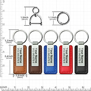 Clawelves Engraved Personalized Leather Keychain - Custom Name ID Metal Keychain for Men and Father Gift (Classic Leather&Metal Keychain)