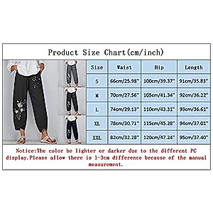 Mackneog Casual Capri Pants Wide Leg Wide Leg Loose Fitting Capri for Women Casual Summer Casual Linen Capris Cropped Cotton Black