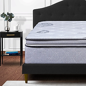 Greaton 13" Plush Foam Encased Mattress with Pillow Top, Soft and Comfortable Bed Mattresses for Complete Body Support and Maintain Correct Posture, Fully Assembled Bedding, Grey, Queen