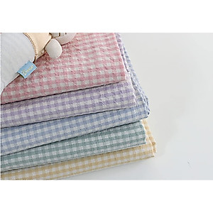 Premium Quality Cotton Fabric by The Yard Yarn Dyed Check Fabric 63" Wide Cozy Bio Washing Full of Emotion Laceking Made in Korea (Mint)
