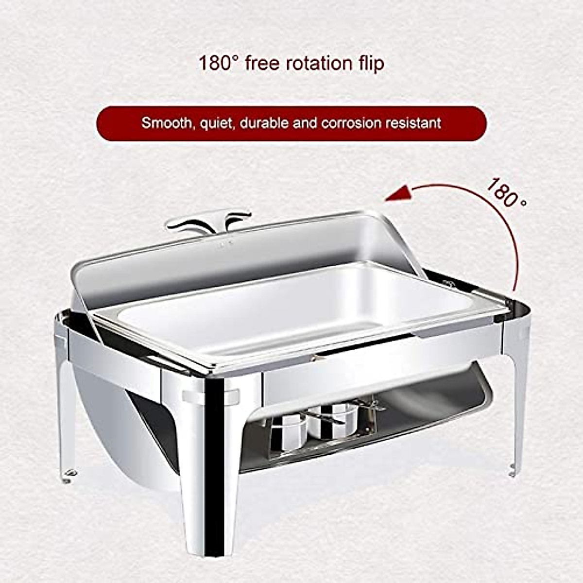 UZOURI Food Warmer, Chafing Dish Stainless Steel Chafing Dish Set Buffet Silver Catering Warmer Set, Rectangle Chafing Dish for Party