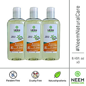 N NEEM NATURAL CARE | Pack of 3 Shampoo with Rosemary, Chamomile & Neem 8.45 oz