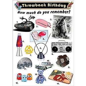 RSVP Throwback Birthday Quiz Funny/Humorous Over The Hill Birthday Card,Orange,5" x 7",GC-B7320