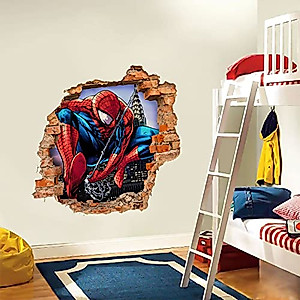Kids Cartoon Wall Decal Peel and Stick Removable Cute Super Hero Stickers for Spiderman Room Wall Decor Decals Kids Themed Room Stickers
