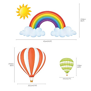 DECOWALL DS8-1801 Rainbow and Hot Air Balloons Kids Wall Stickers Wall Decals Peel and Stick Removable Wall Stickers for Kids Nursery Bedroom Living Room d?cor