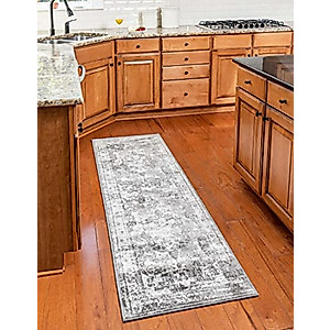 Unique Loom Sofia Collection Area Rug - Salle Garnier (2' x 6' 9" Runner, Gray/ Ivory)